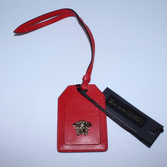 Versace | Accessories | Versace Medusa Red Leather Gold Medusa Luggage ...